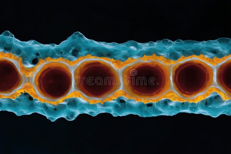 Membrane Cross-section with Glowing Edges Showcasing Vibrant Cellular ...
