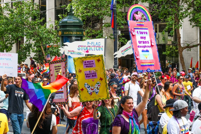 Membros De San Francisco Pride Parade PFLAG Imagem Editorial - Imagem ...