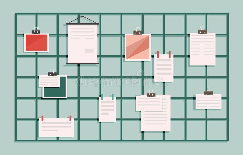 Memo Grid Board, Wall Organization with Blank Paper Sheets for Messages ...