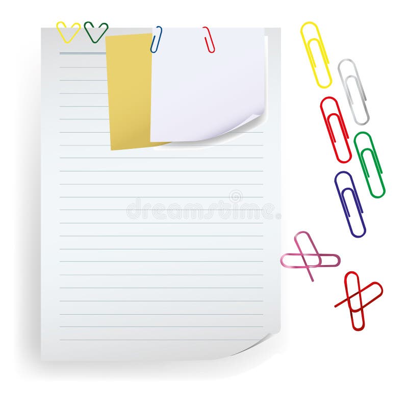 Memo Note with Paper Clip Vector Stock Vector - Illustration of yellow ...