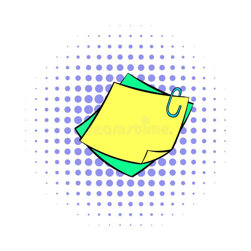 Memo Notes with Paper Clip Icon, Comics Style Stock Illustration ...
