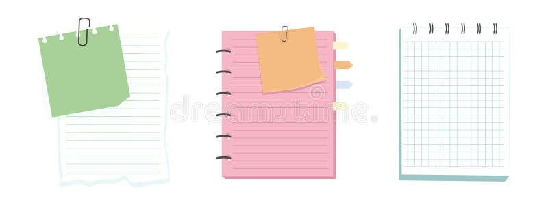 Memo Notes, Paper for Note with Clip, Postit. Planner Notebook Page ...