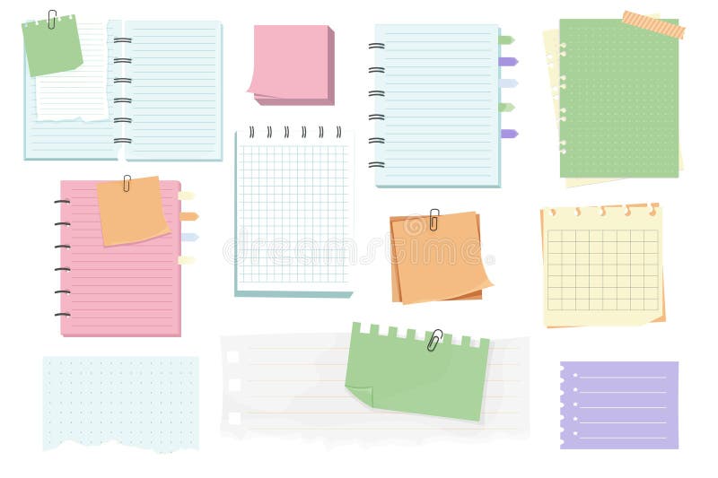 Memo Notes, Paper for Note with Clip, Postit. Planner Notebook Page ...