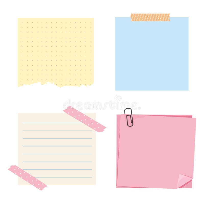 Memo Notes, Paper for Note with Clip, Postit. Planner Notebook Page ...