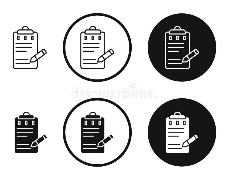 Memo Pad Vector Icon Set in Black and White Outlines Stock Vector ...