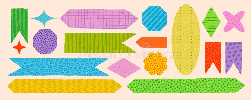 Memo Stickers in Various Shapes and Styles. Stock Vector - Illustration ...