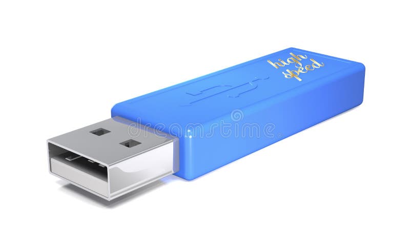 Memoria USB Moderna Con El Ejemplo Del Conector USB 3d Stock de ...