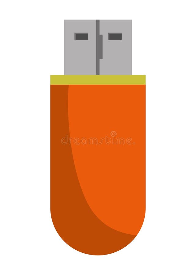 Memoria USB Portátil Anaranjada Aislada Ilustración del Vector ...