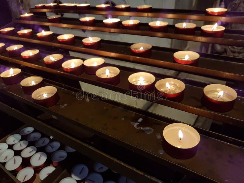 Memorial Candles in a Church Stock Image - Image of religion, light ...