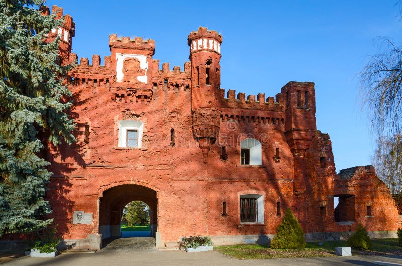 Kholm Gate of Brest Fortress at Morning, Belarus Stock Photo - Image of ...