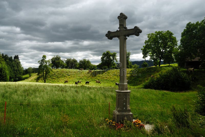 Memorial Cross Normandy War Cemetery Stock Photo - Image of sacrifice ...