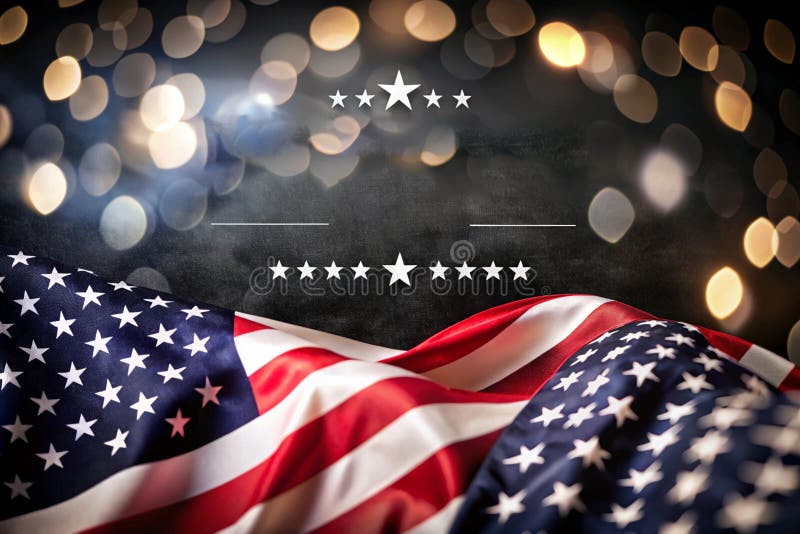 Memorial Day Card - American Flag on Black with Abstract Bokeh ...