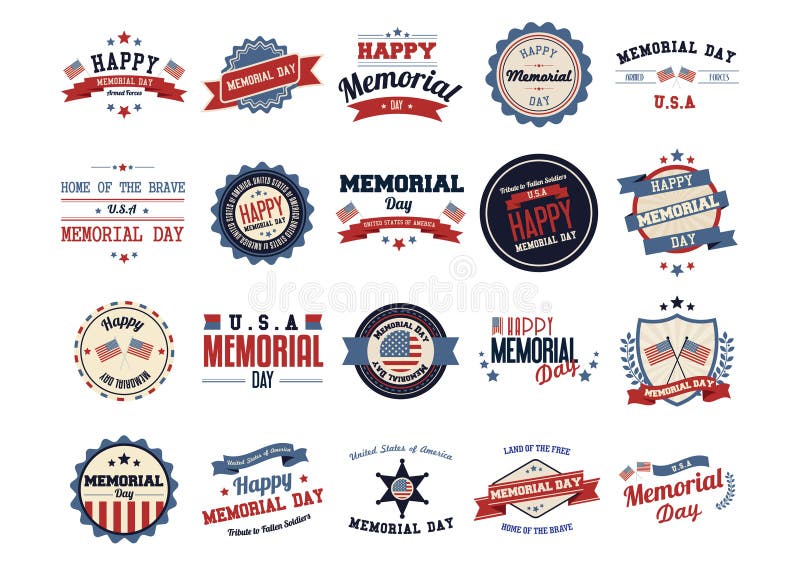 Memorial Day Collection. Vector Illustration Decorative Design Stock ...