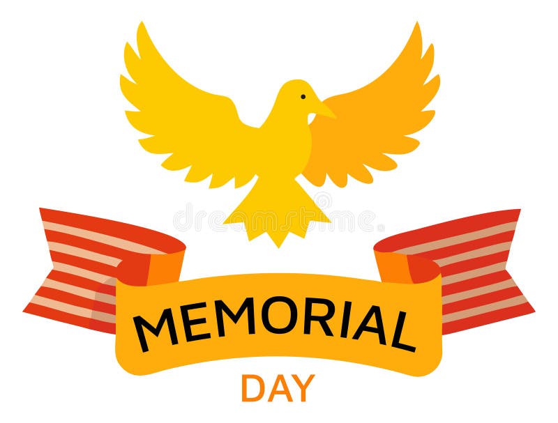 Memorial Day Dove and Ribbon Design Stock Vector - Illustration of ...