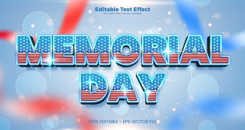 Memorial Day Editable Text Effect in Modern Trend Style Stock Vector ...