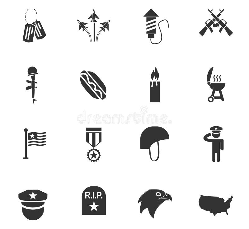 Memorial day icon set stock vector. Illustration of isolated - 88224354