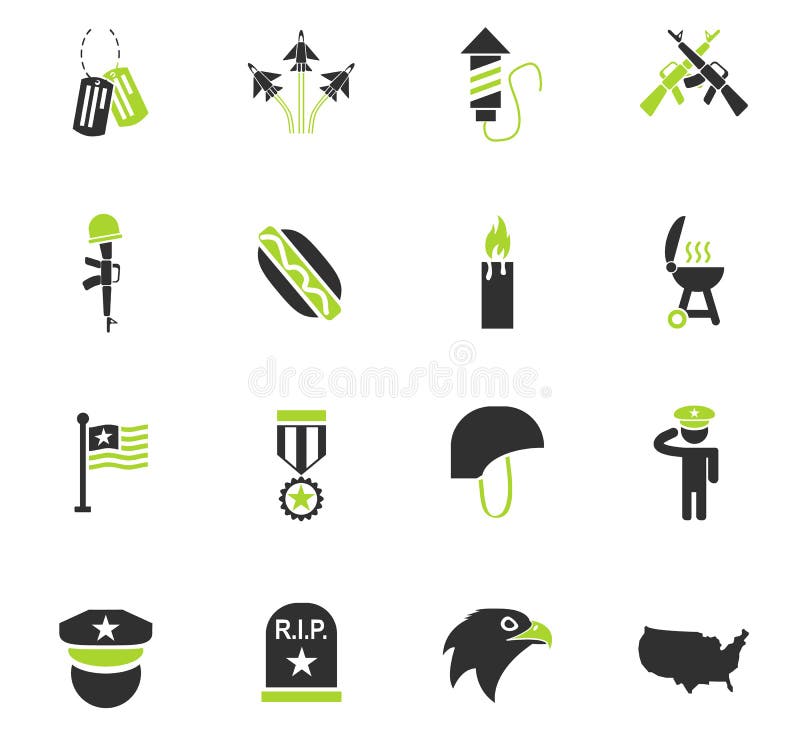 Memorial day icon set stock illustration. Illustration of history ...