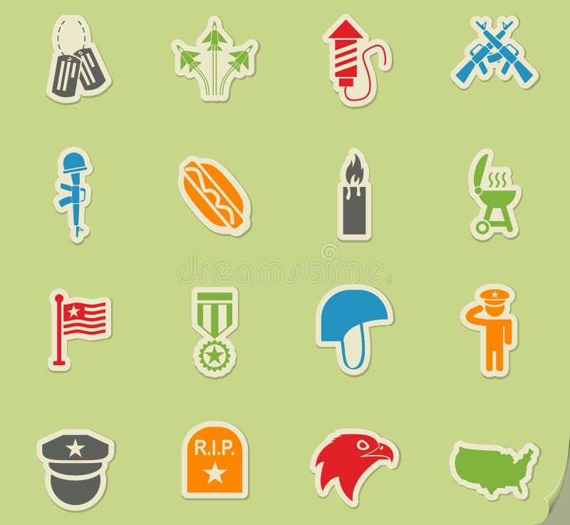 Memorial day icon set stock illustration. Illustration of decoration ...