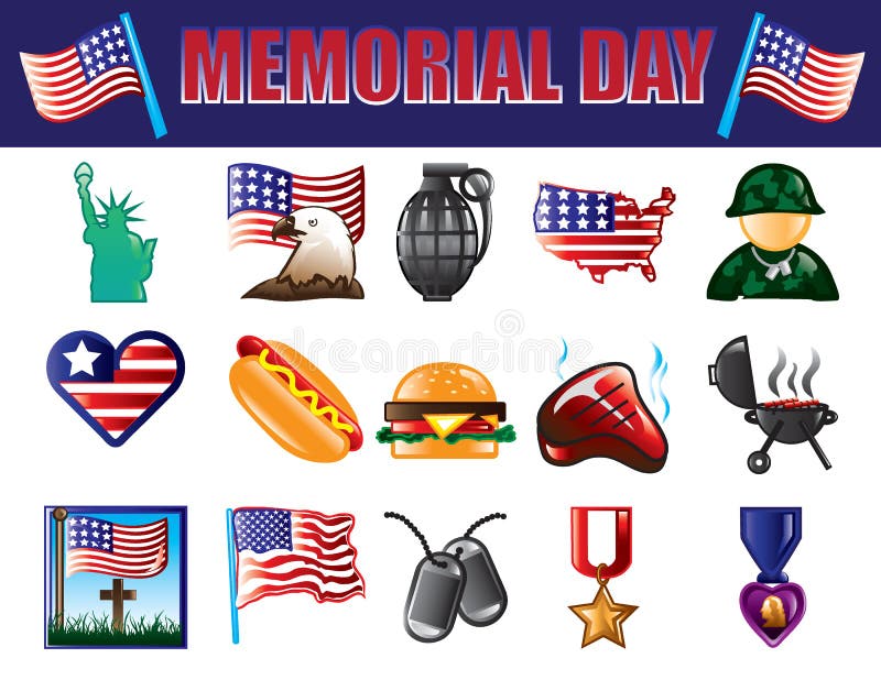 Memorial Day Icons stock vector. Illustration of clipart - 72020220