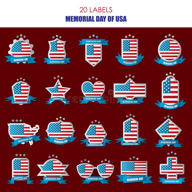 Memorial Day Labels. Vector Illustration Decorative Design Stock Vector ...