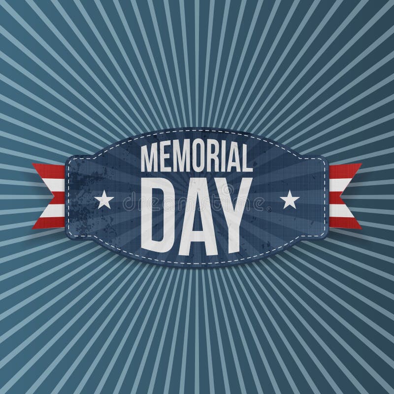 Memorial Day National Label with Text Stock Vector - Illustration of ...