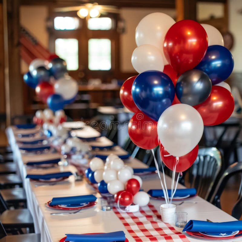 Memorial Day Party Table Decorated with Red Stock Illustration ...