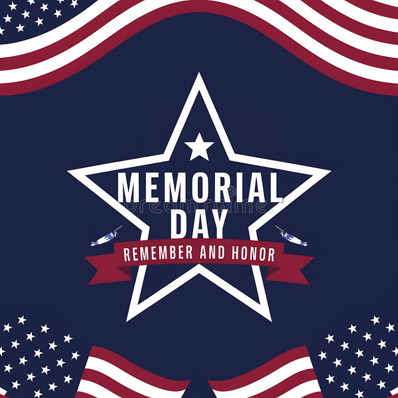 Memorial Day Remember and Honor with Star Social Media Post Banner or ...