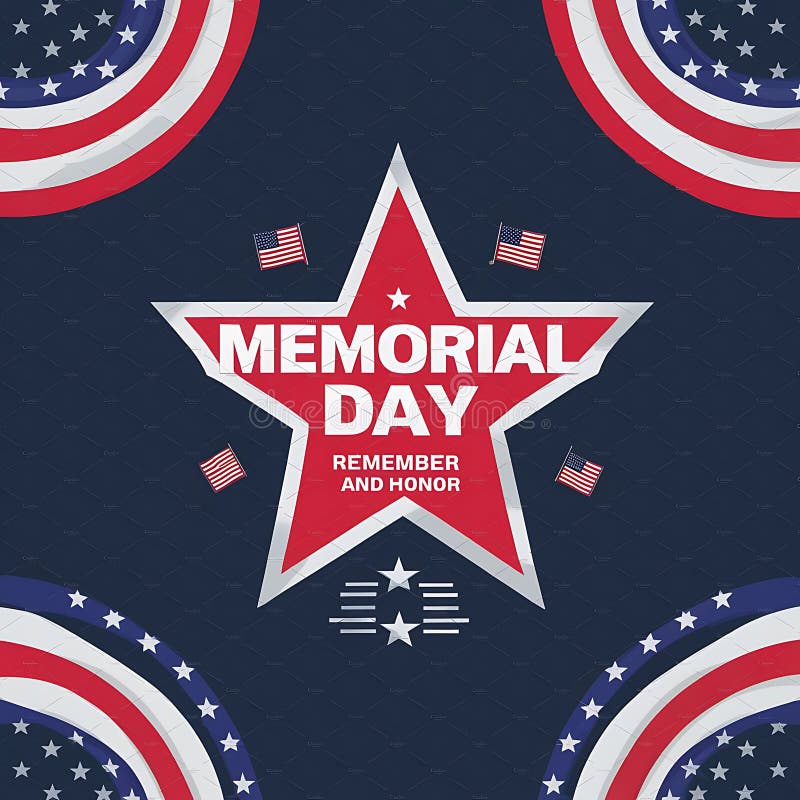 Memorial Day Remember and Honor with Star Social Media Post Banner or ...