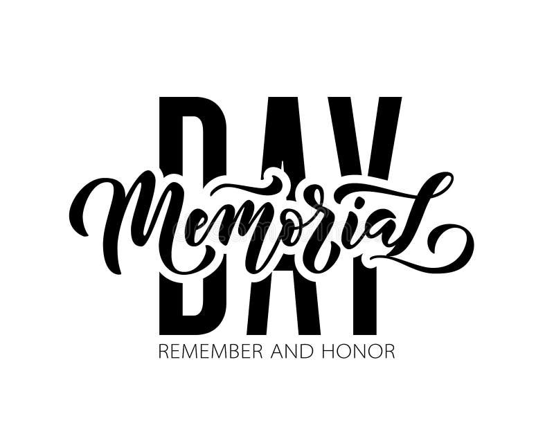 Memorial Day. Remember and Honor. Vector Illustration Hand Drawn Text ...