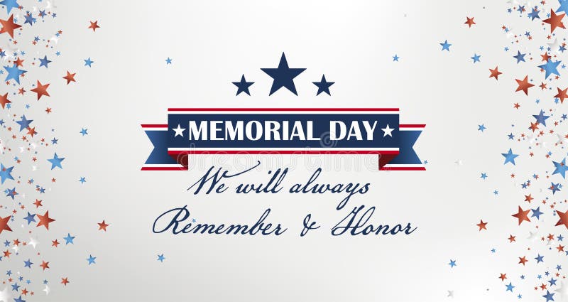 Memorial Day always Remember Side Stars Header Stock Vector ...