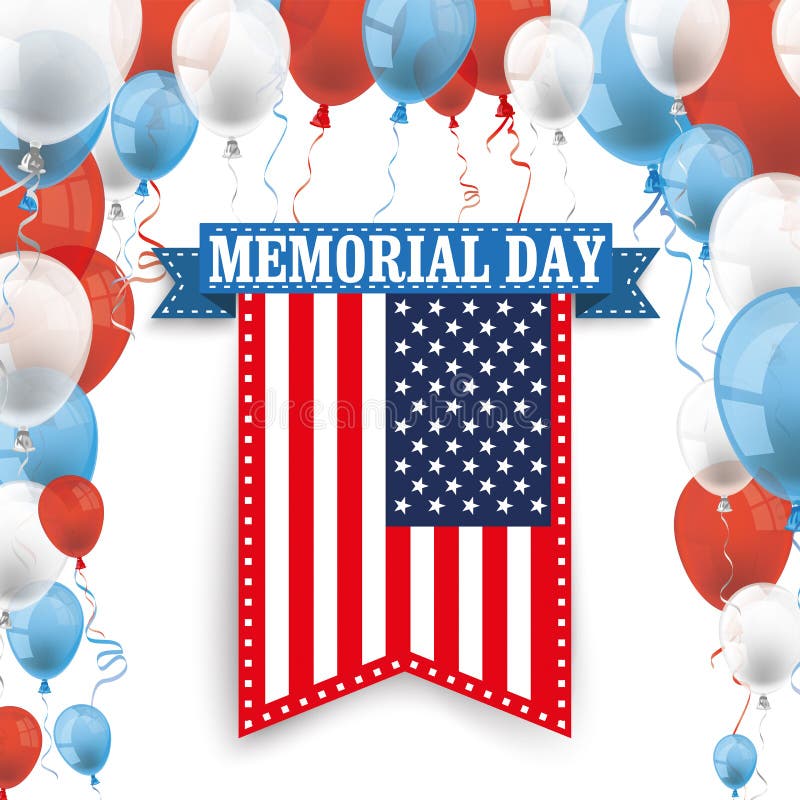 Memorial Day Ribbon US Flag Balloons Stock Vector - Illustration of ...