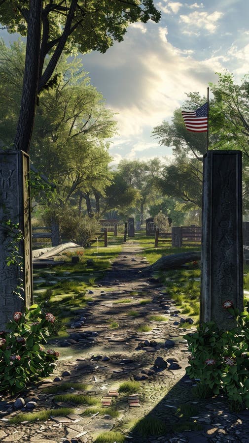 Memorial Day Scene in a Realistic Outdoor Setting. Stock Illustration ...