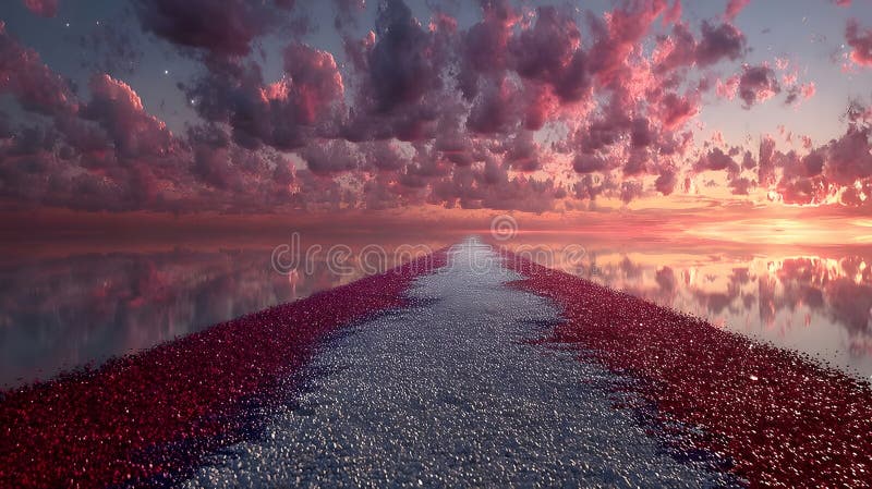 Memorial Day Tribute through a Reflective Path of Remembrance at Sunset ...