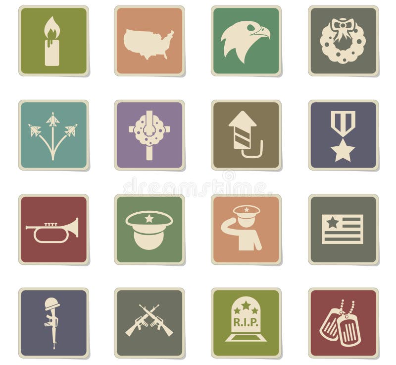 Memorial day icon set stock vector. Illustration of vector - 121864212
