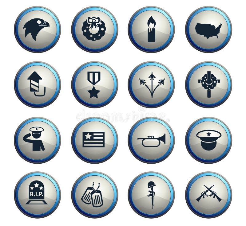 Memorial day icon set stock vector. Illustration of symbol - 127751568