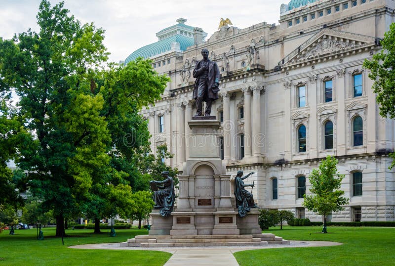 Memorial and the Indiana State House in Indianapolis, Indiana Stock ...