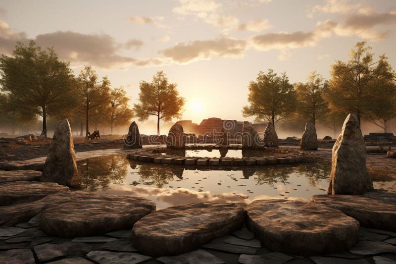 Memorial Park with Stone Cairns a Memorial Park Stock Illustration ...