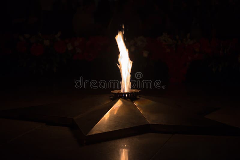 Memorial Star with Eternal Fire Editorial Photo - Image of flame ...