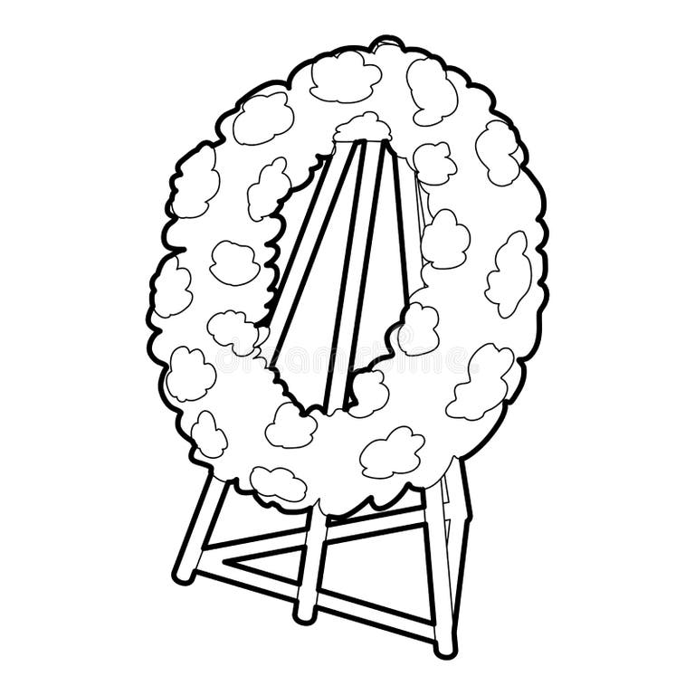 Memorial Wreath Icon, Outline Style Stock Vector - Illustration of ...