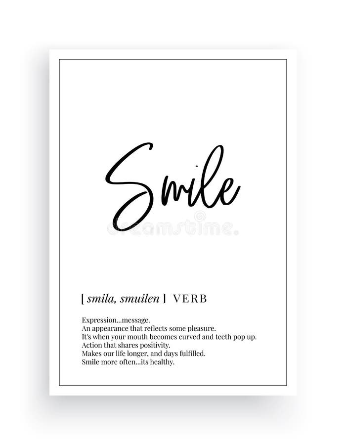 Smile definition, vector stock vector. Illustration of handwritten ...