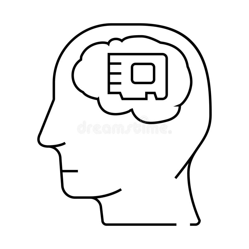 Memory Brain Line Icon Vector Illustration Stock Vector - Illustration ...