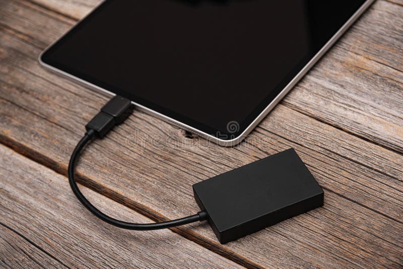 Memory Card or External Hard Drive is Connected To the Tablet PC. Stock ...
