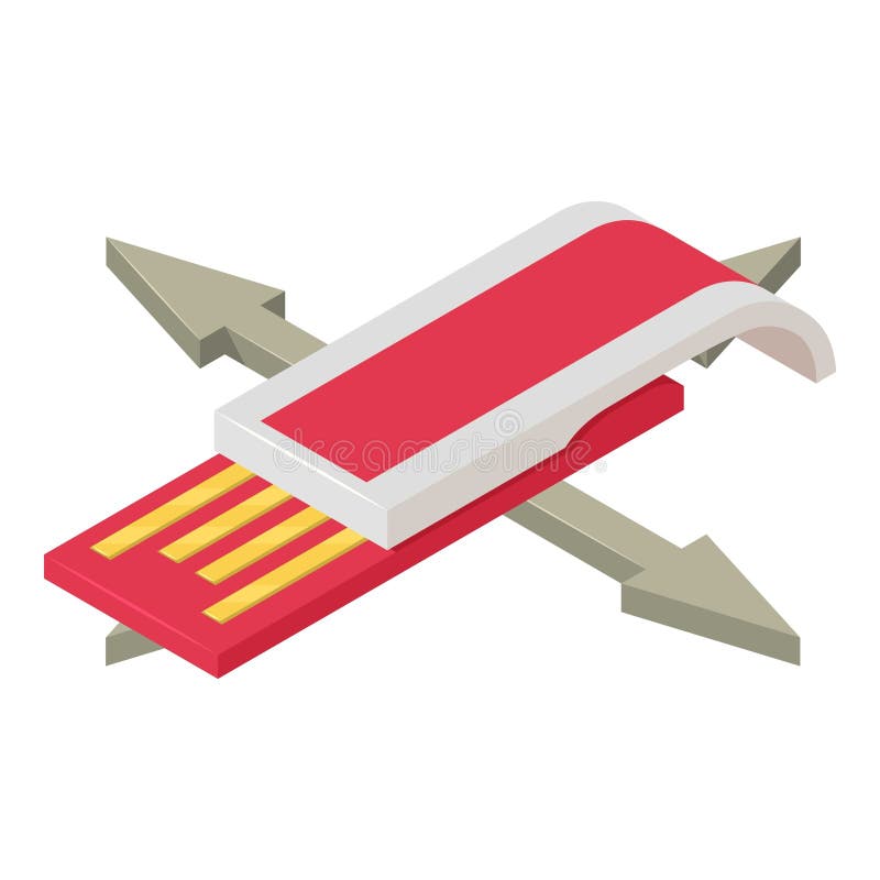 Memory Card Icon Isometric Vector. Modern Thin Red Portable Memory Card ...