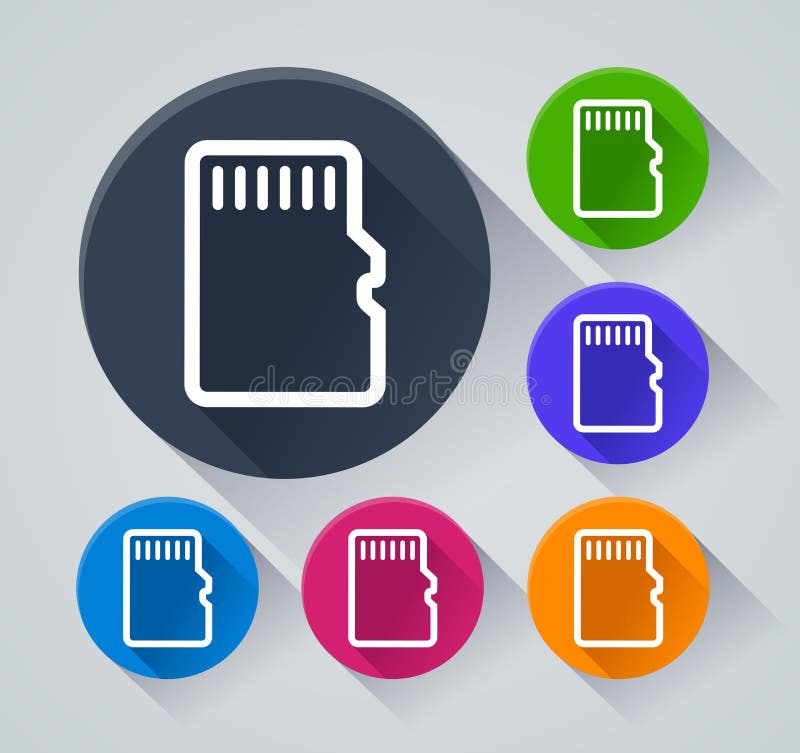 Memory Card Icons with Shadow Stock Vector - Illustration of icon ...
