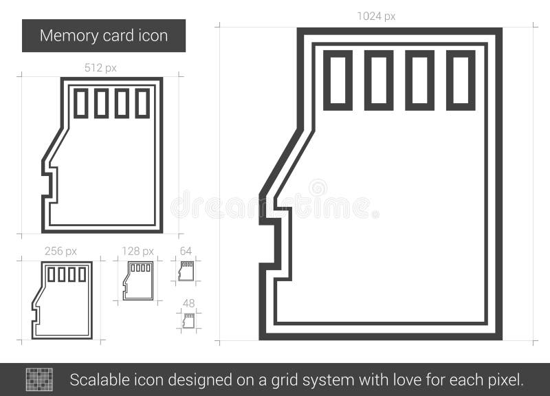 Memory card line icon. stock vector. Illustration of microchip - 77110505