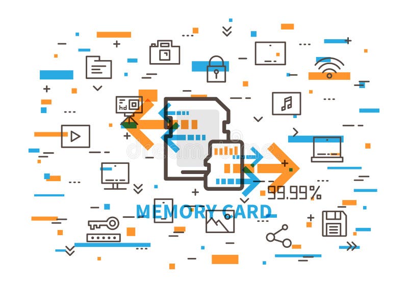 Memory Card Vector Illustration with Colorful Elements Stock Vector ...