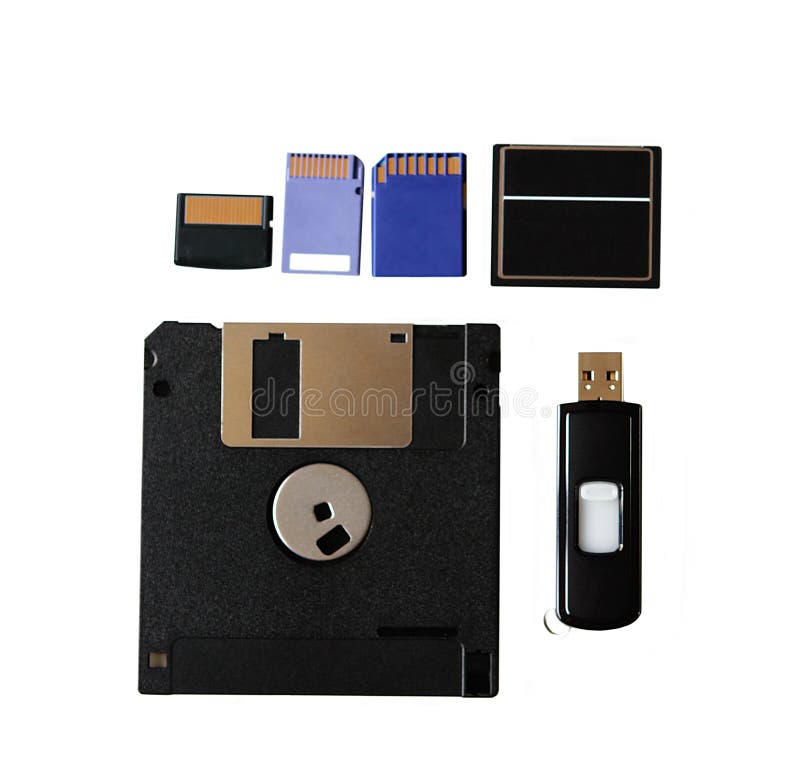 Floppy, Disk, Flash Drive, Memory Card, Micro Card. Isolated. Stock ...