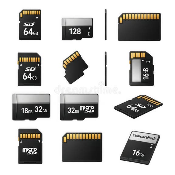 Memory Cards Isolated on a Transparent Background Stock Image - Image ...