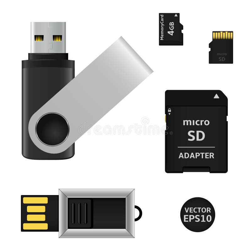 Memory cards set stock vector. Illustration of portable - 112070583