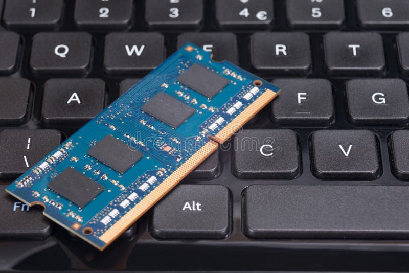 Memory Chip on Computer Keyboard Close Up Stock Photo - Image of keys ...